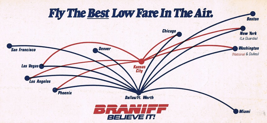 Braniff September 4, 1985 Route Map