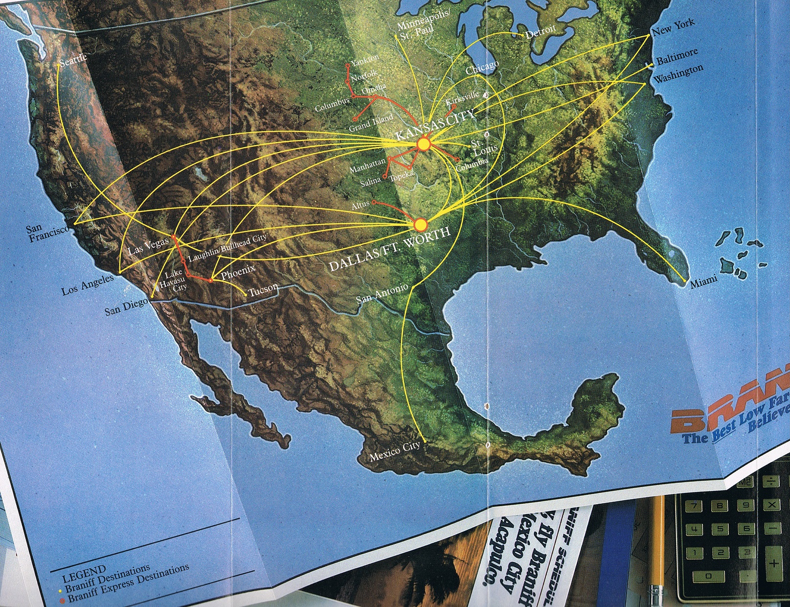 Braniff September 15, 1987 Route Map