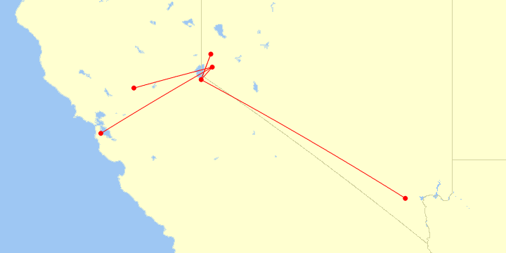 Ram Airlines April 15, 1974 Route Map
