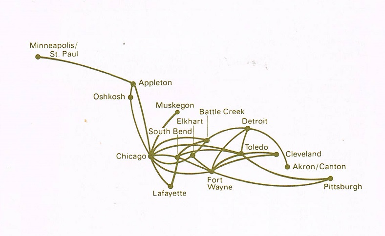 Air Wisconsin October 31, 1982 Route Map